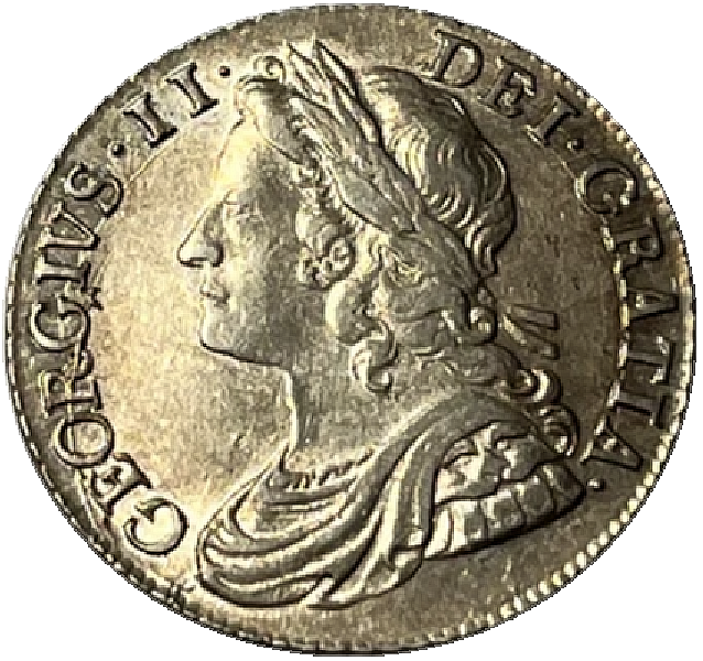 1741 George II Shilling, Roses in angles - Ex Fine – Allgold Coins