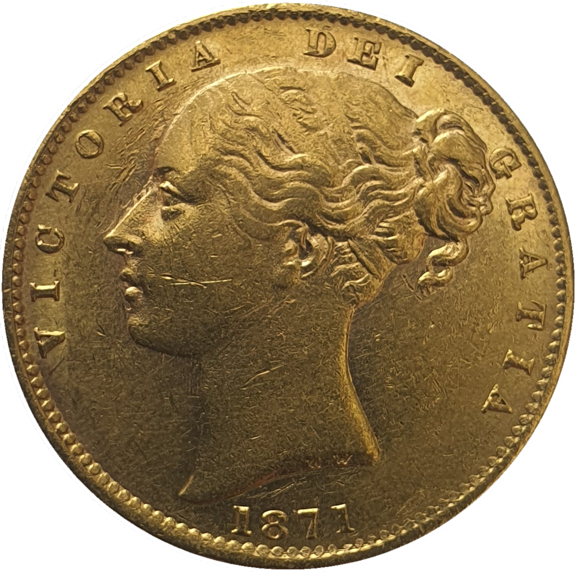 1871-S Queen Victoria Shield Reverse Sovereign - WW incuse – Allgold Coins