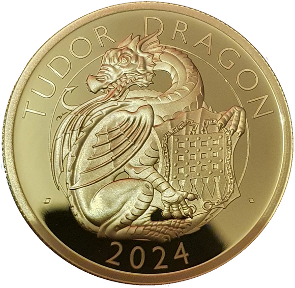 2024 King Charles III Tudor Beasts 'The Tudor Dragon' 1oz 999.9 Gold P ...