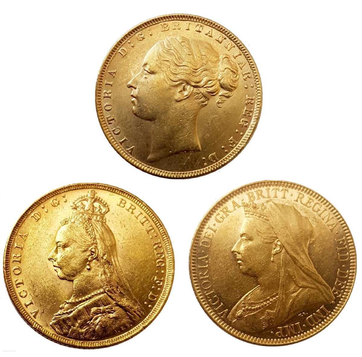 Queen Victoria Sovereigns Head Type Set (3 Sovereigns) – Allgold Coins